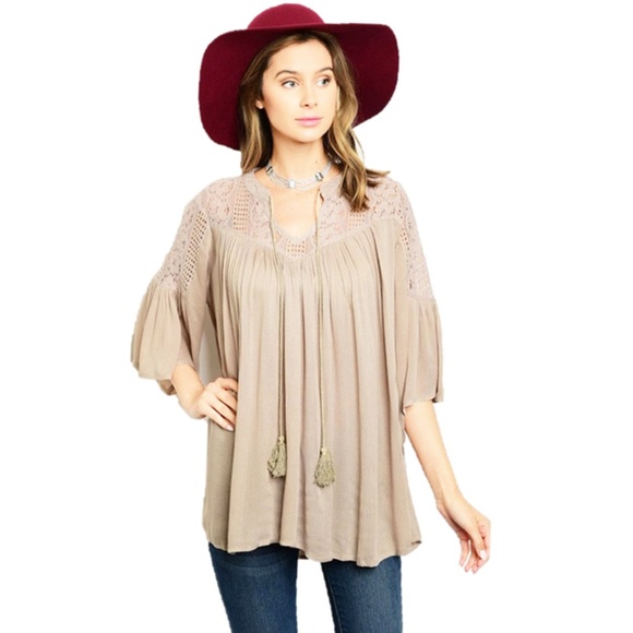 Buyme4Less | Tops | Boho Gypsy Hippie Lace Ruffle Oversized Tunic Top ...